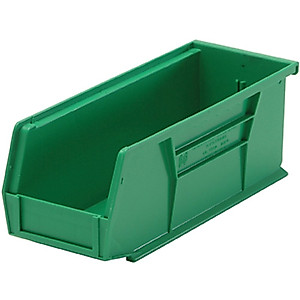 Quantum QUS224 Plastic Storage Stacking Ultra Bin, 10-Inch by 4-Inch by 4-Inch, Green, Case of 12
