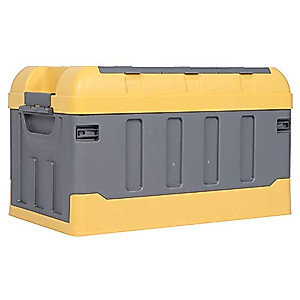 aqxreight Storage Bins, 75L Collapsible Storage Bin 3 Compartments 132.3lbs Load with Lid for Home Car Trunk MultiPurpose (Yellow)
