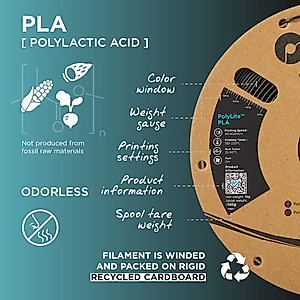 Polymaker PLA Filament 1.75mm, Black PLA 3D Printer Filament 1.75 1kg - PolyLite 1.75 PLA Filament Black 3D Printing Filament, Dimensional Accuracy +/- 0.03mm, Compatible with Most 3D Printers