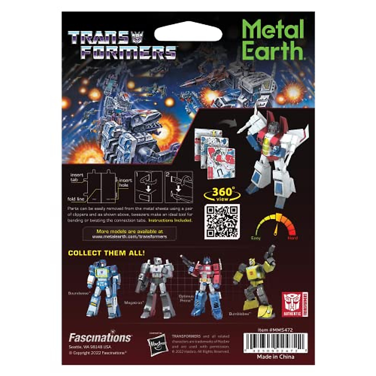 Metal Earth Transformers Starscream Color 3D Metal Model Kit Fascinations