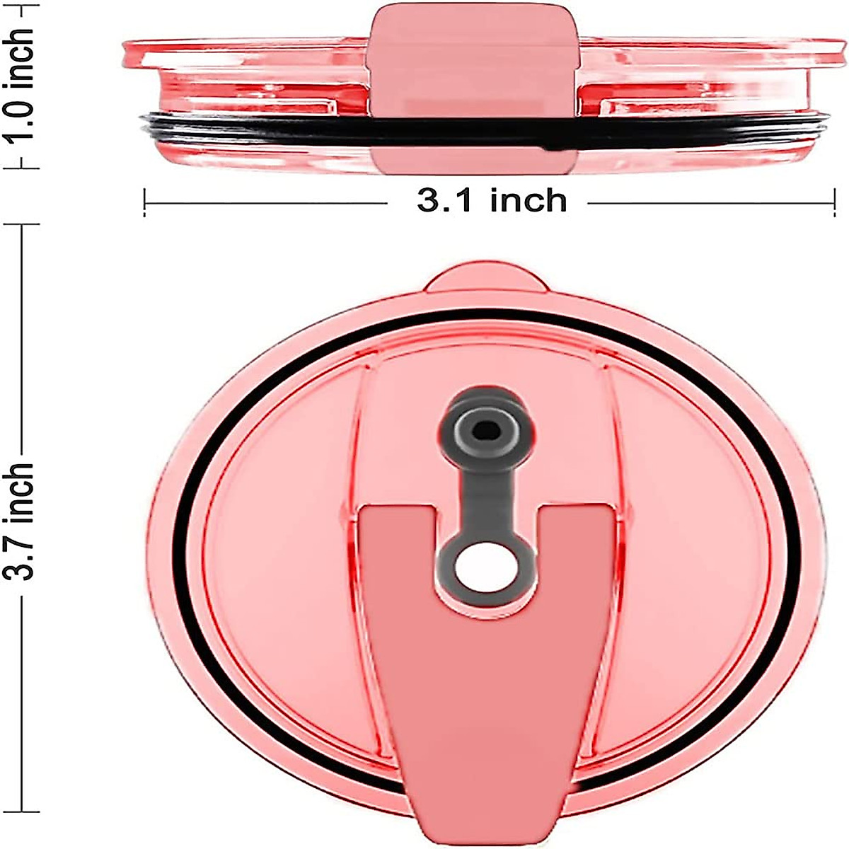 2 pcs Tumbler Replacement Lids,Spill-proof Splash Resistant Straw-friendly Cover,BPA Free & Straw Friendly (20 oz,black&red)