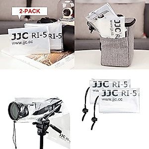 DSLR Camera Rain Cover JJC Rain Coat Sleeve Protector for Canon Nikon Fujifilm Sony Olympus Panasonic Pentax Sigma with a Lens up to 18" PE Material Clear See-Through(2 Pack)