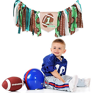 Football One High Chair Banner, First Year Birthday HighChair Decor Football 1st High Chair Banner Sports High Chair Banner Football Party Photo Prop for Baby Shower Birthday Gift