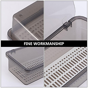 Cabilock 2pcs Flatware Tray with Lid, Kitchen Cutlery Tray and Utensil Drawer Organizer, Silverware Countertop Storage Container with Cover (Black)