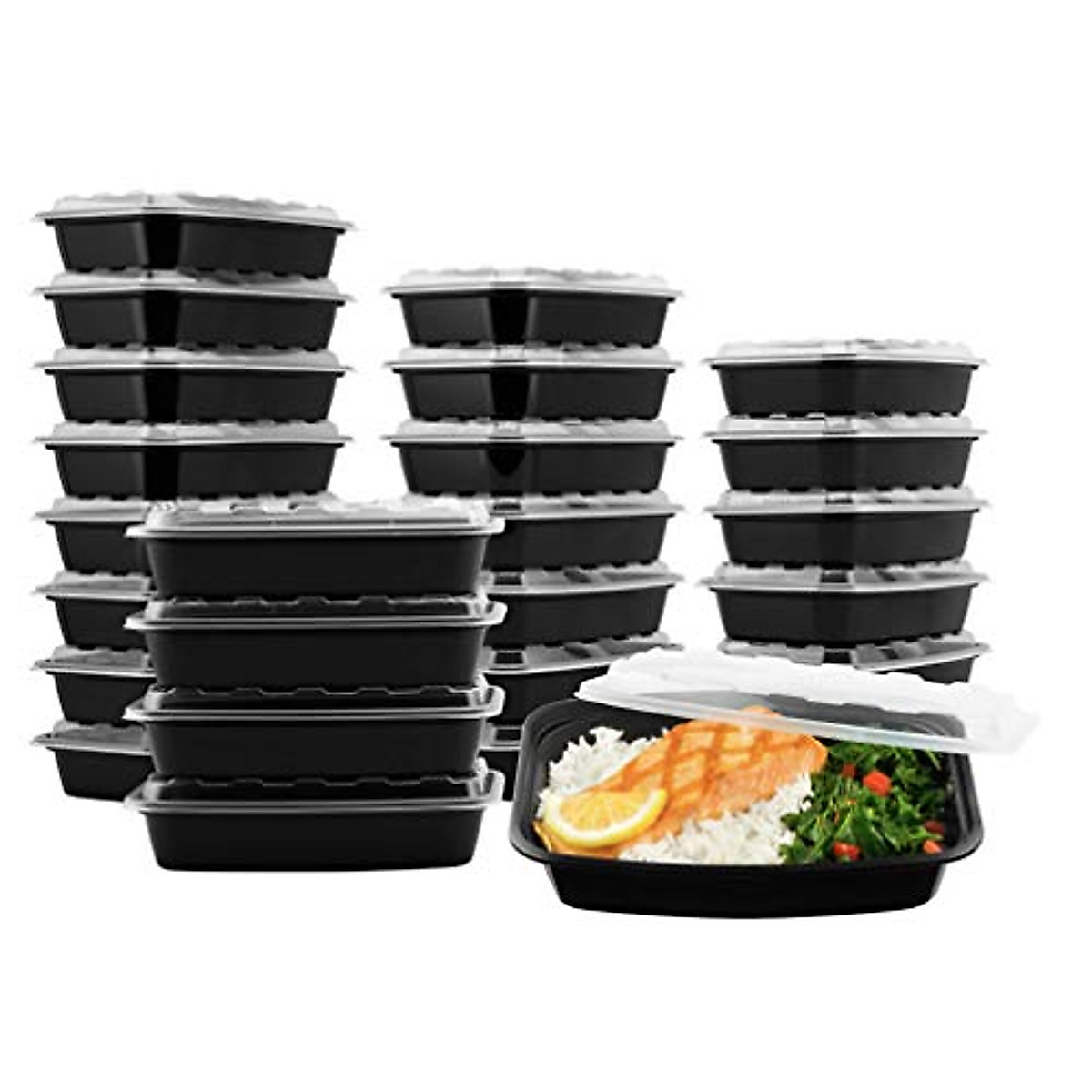 Snap Pak 12010 Storage Containers 28 oz. Clear Lid/Black Base BPA Free, Microwave, Freezer & Dishwasher Safe Air Tight Seal, Very Durable Keeps Food F