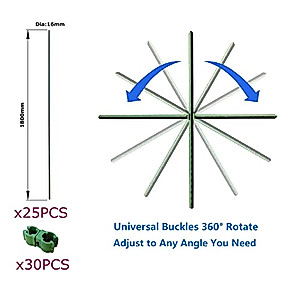MTB Metal Garden Stakes 71 Inches, Steel Plant Stakes, Pack of 25, with Universal Buckles for DIY