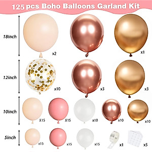 Blush Dusty Rose Pink Balloons Garland Arch Kit, Boho Peach Rose Gold Confetti Balloons for Girls Women Bridal Baby Shower Wedding Engagement Tea Party Birthday Party Decorations