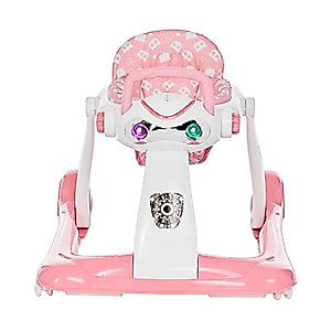 Dream On Me 2-in-1 Charlie Baby Walker, Easy Convertible Baby Walker, Walk Behind, Height Adjustable, Speed Adjusting Wheels, 360-degree Rotating Seat, Pink