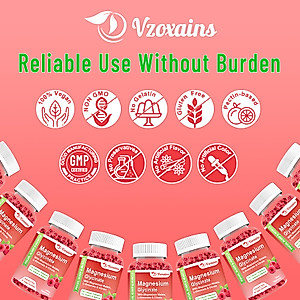 Magnesium Glycinate Gummies 600 mg, Magnesium Gummies for Adults and Kids, Support for Relaxtion and Muscle, 60 Raspberry Flavored Gummies