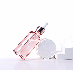 Furnido 12 Pack, 1.7 Oz Pink Glass Bottles with Dropper, Includes Pipette, Funnel, and Stickers for Essential Oils, Perfumes, and DIY Samples