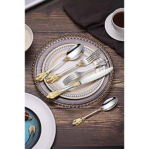 ELiTA ESSENTIALS Luxury 30 Pcs Silverware Set, Royal Flatware Set, Modern 304 Stainless Steel Flatware, Cutlery, Tableware. Serving 6. (Gold & Silver)
