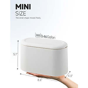 MONGTINGLU Mini Trash Can with Lid - Removable Small Garbage Can, Tiny Plastic Trash Bin, Pop Up Countertop Wastebasket, Counter Garbage Lint Bin for Bathroom,Office,Kitchen,Desk,Coffee Table(White)