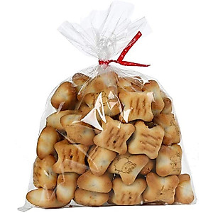 100 Pcs 8 in x 6 in Clear Flat Cello Cellophane Treat Bags Good for Bakery,Popcorn,Cookies, Candies,Dessert 1.4mil.Give Metallic Twist Ties!