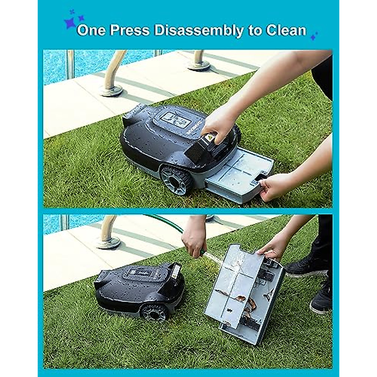 DANKARI Cordless Pool Robot Vacuum, Rechargeable Robotic Pool Cleaner for Above Ground & In-Ground Swimming Flat Pools