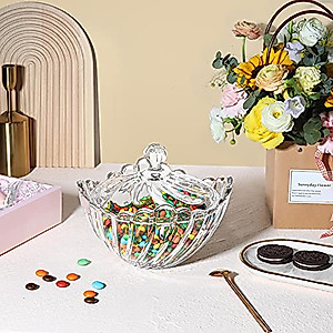ComSaf Large Glass Candy Dish with Lid, Clear Covered Candy Bowl, Crystal Candy Jar for Home Kitchen Office Table,Birthday Gift, Set of 1