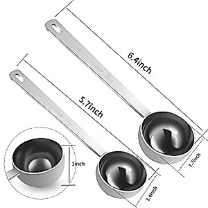 VITKSTAR 2 PACK Stainless Steel Coffee Scoop Measuring Tablespoon and Scooper with Long Handles(15ml&30ml)