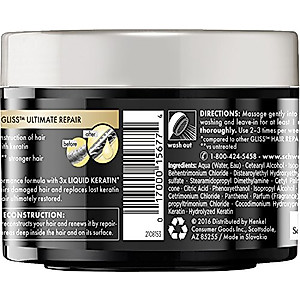 GLISS Hair Repair Anti Damage Mask, Ultimate Repair, 6.1 Ounce (Pack of 3)