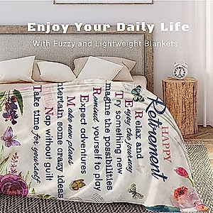 Tuoxiukan Retirement Blanket for Women 2023 Personalized Throw Blankets Soft Fuzzy Cozy Couch Blanket 60×80 Customized Floral Throw Blankets Fluffy Sofa Bed Blanket Gifts for Men