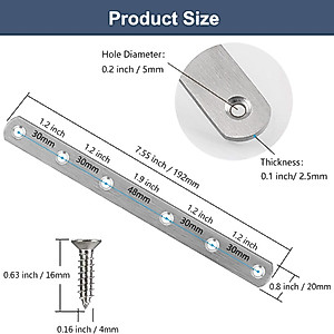 YEWLACA 8 Pack Flat Straight Brace Brackets, 8 Inch Stainless Steel Mending Plates Repair Fixing Brackets Heavy Duty Straight Repair Joining Plates for Wood with Screws
