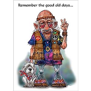 RSVP Hippie Coot : Remember The Good Old Days Funny/Humorous Birthday Card,Orange,5" x 7",GC-B1939A