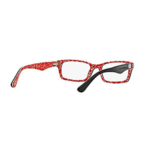 Ray-Ban RX5206 Rectangular Prescription Eyeglass Frames, Black On Texture Red/Demo Lens, 52 mm
