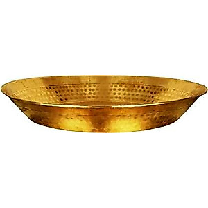 Will and Weaves Indian Traditional Brass Hammered Dough Mixer Atta Parant Size -14 Inch Parat Dough Maker