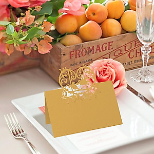 Ecrifrion Wedding Place Cards for Table Setting 50 Pack Hollow Heart-Shaped Love Birds Tent Place Cards Table Seating Name Cards for Wedding Party Engagement Anniversary Banquet Decoration