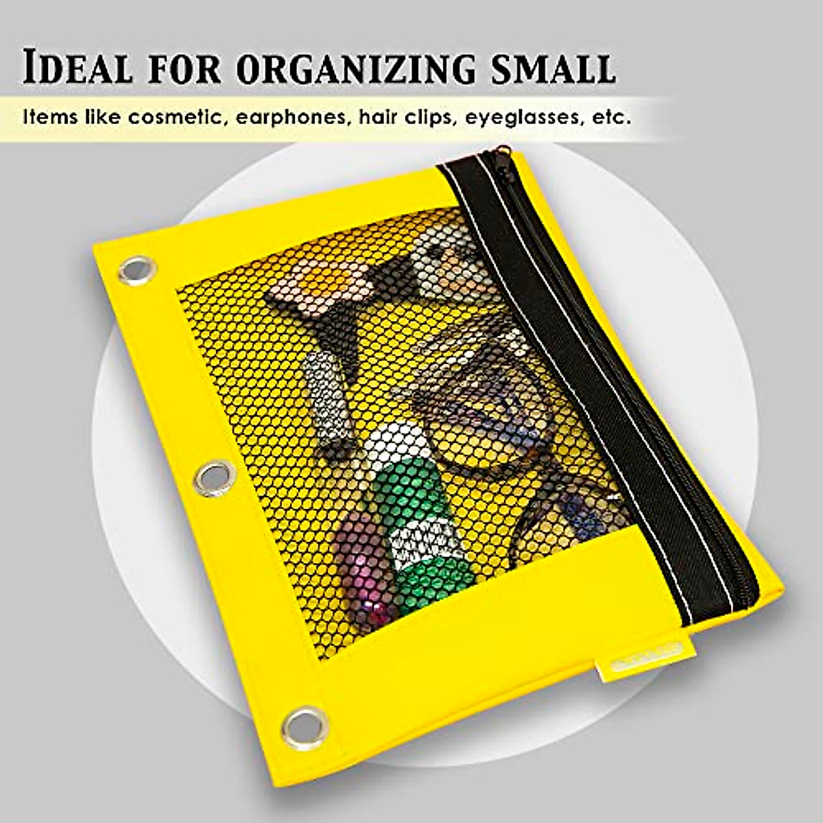 BAZIC Bright Color 3-Ring Pencil Pouch w/ Mesh Window, Case of 144 (804-144),MULTIPLE