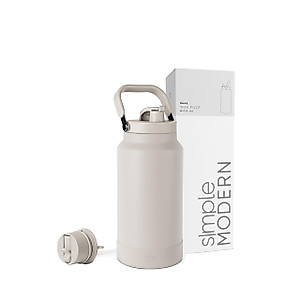 Simple Modern Trek Pivot | Half Gallon Water Bottle Jug with Handle & Boot | Interchangeable Straw & Chug Lids | Large Insulated Stainless Steel | Sports Camping Outdoors | 64oz, Almond Birch