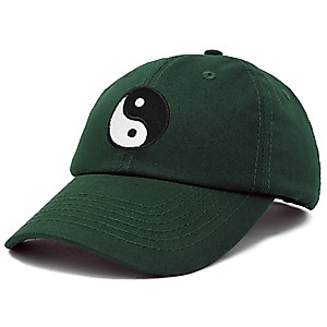 DALIX Ying Yang Dad Hat Baseball Cap Zen Peace Balance Philosophy in Dark Green