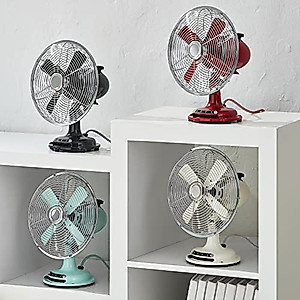 Better Homes & Gardens Retro Table Fan, 3-Speed Metal Tilted-Head Oscillation, 8-Inches (red)