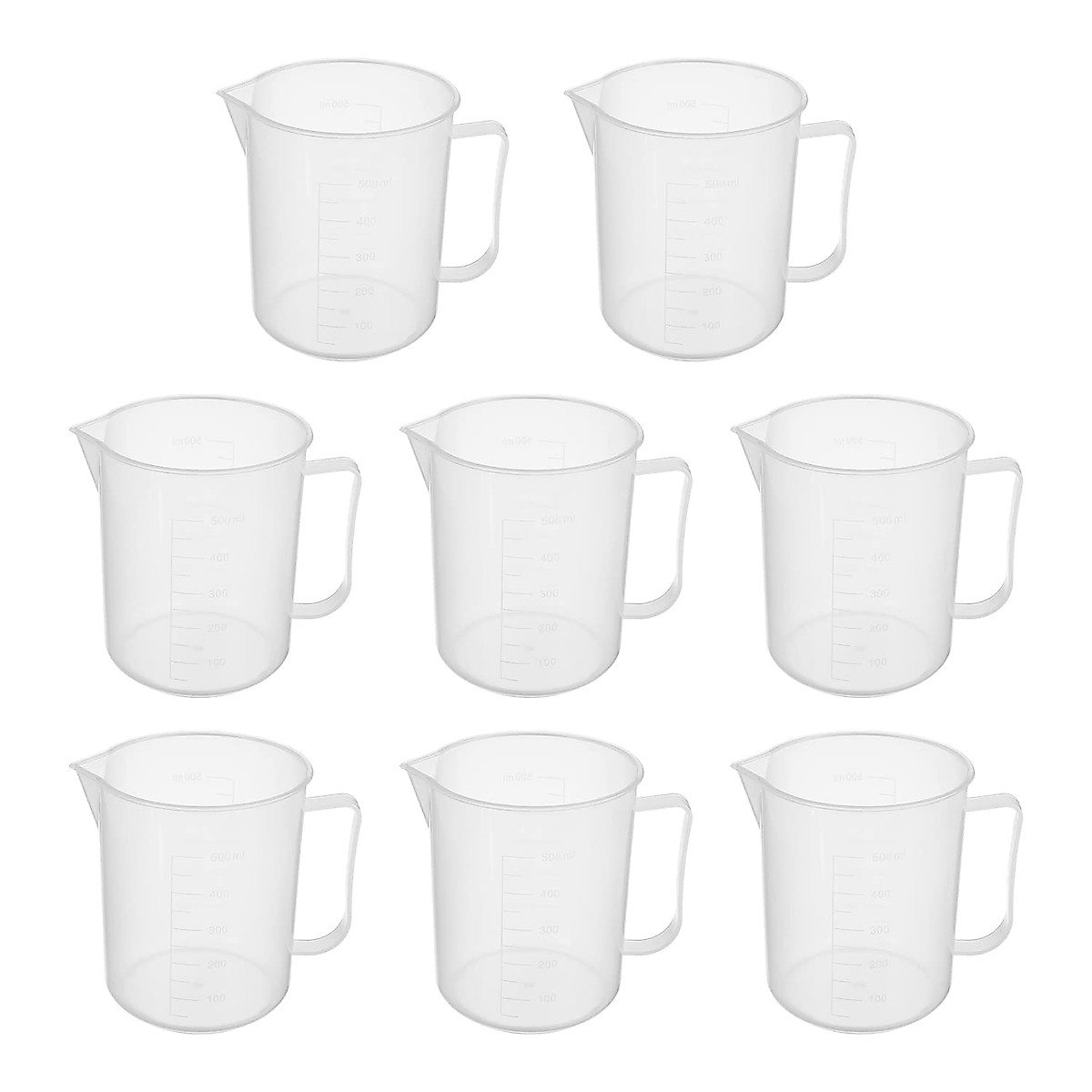 Othmro 9PCS 16oz Measuring Cup, PP Plastic Graduated Beaker, Transparent Measuring Pitcher with Handle for Lab Kitchen Liquids(500ml)