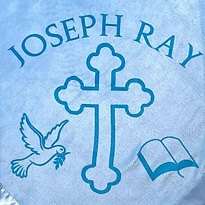 Custom Catch Personalized Baptism Baby Blanket Gift - Boy Name for Christening (Blue, 1 Text Line)