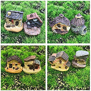 Kbraveo 12pcs Fairy Gardens Stone House and Fairy Gardens Tree,Fairy Gardens Kits Dollhouse Supplies DIY Outdoor Decorations