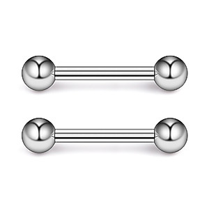 Ruifan Mix Color 316L Stainless Steel Nipple PA Tongue Shield Barbell Ring Bar Body Piercing Retainer 12G 16mm 12PCS