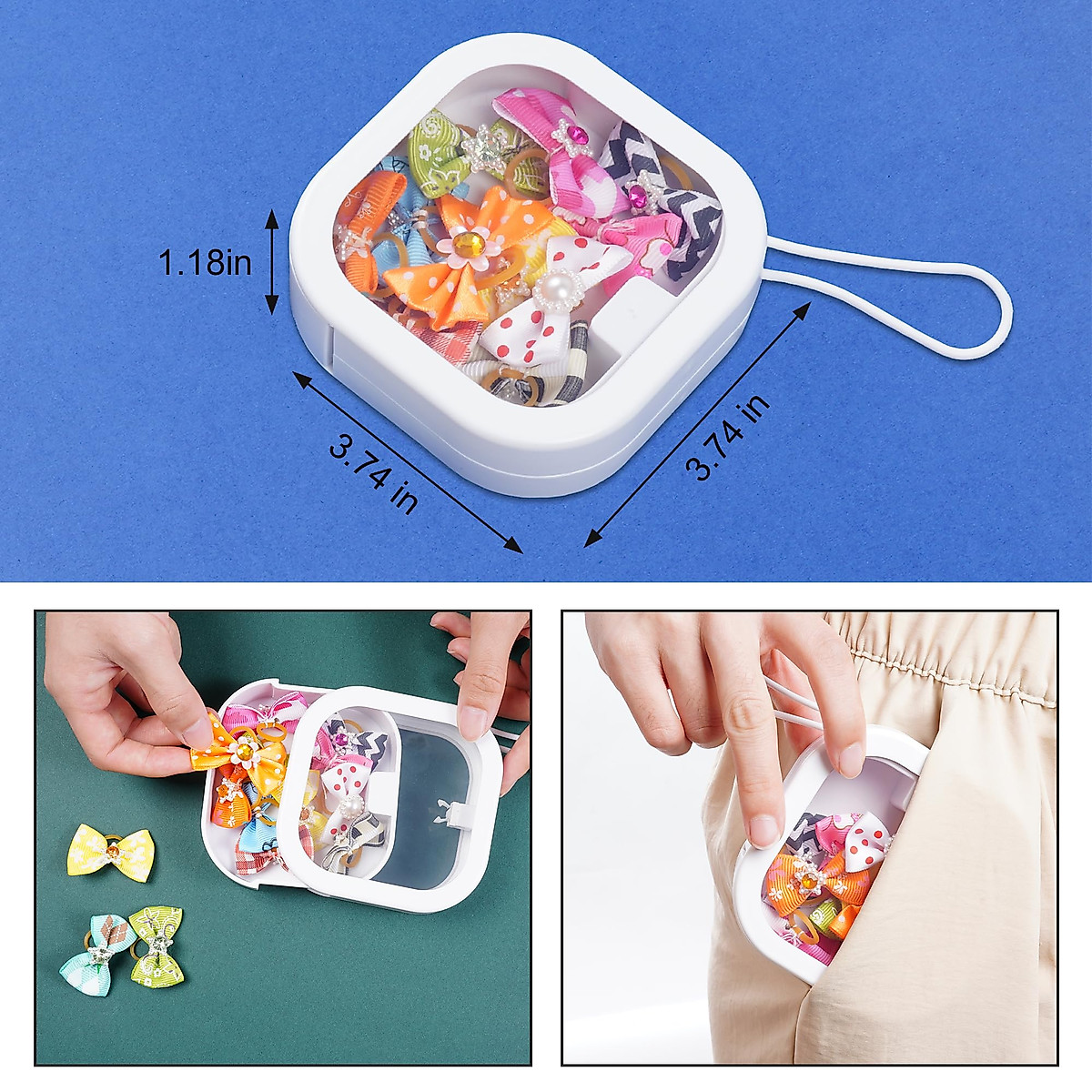 Ishua 4pcs Hair Tie Qtip Organizer, Portable Hair Tie Holder Organizer Can, Travel Qtip Holder Cotton Swabs Dispenser Storage Organizer for Hair Tie Accessorie, Hair Clip, Hair pin, Cotton Swabs