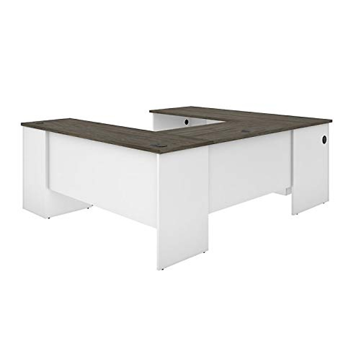 Bestar Norma U or L-Shaped Desk, 71W, Walnut Grey & White