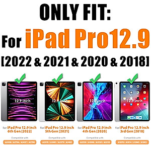 SEYMAC stock Case for iPad Pro 12.9'' 2022/2021/2020/2018 with Screen Protector 360 Rotating Stand Hand Strap, Drop-Proof Case for iPad Pro 12.9''(6th/5th/4th/3rd Generation), Green/Black