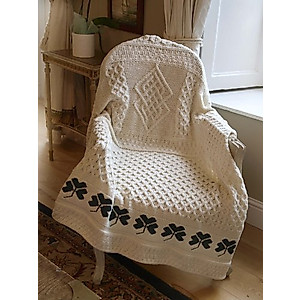 Aran Crafts Shamrock Couch 100% Merino Wool Throw Blanket 50"x60" (SHAM-THR-NAT)