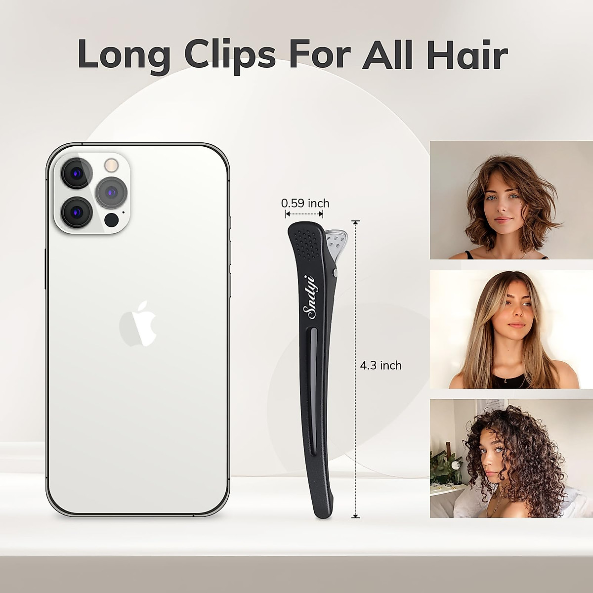 Sndyi Hair Sectioning Clips - Professional Non-Slip Duckbill and Roller Clips for Styling Sectioning, No Crease, 4.3", Black (12 Packs)