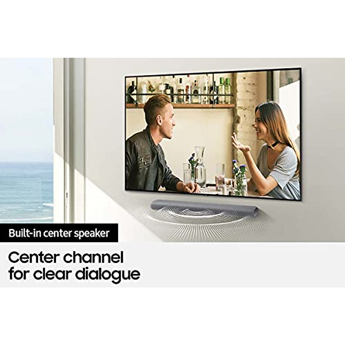 SAMSUNG HW-S50A 3.0ch Soundbar w/ Dolby Atmos, DTS Virtual:X, Built In Center Speaker, Adaptive Sound Lite, Bluetooth Multi Connection, Premium Design, 2021, Deep Gray