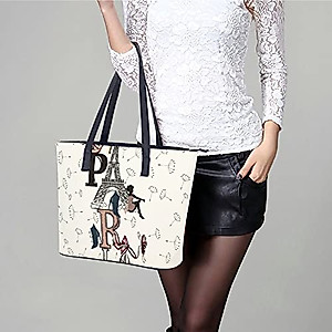 Womens Handbag Eiffel Tower Leather Tote Bag Top Handle Satchel Bags For Lady