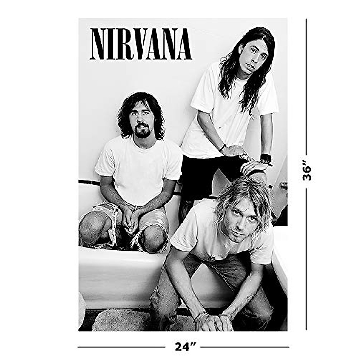 POSTER STOP ONLINE Nirvana - Music Poster/Print (B&W - Kurt, Krist & Dave) (Size 24 x 36)