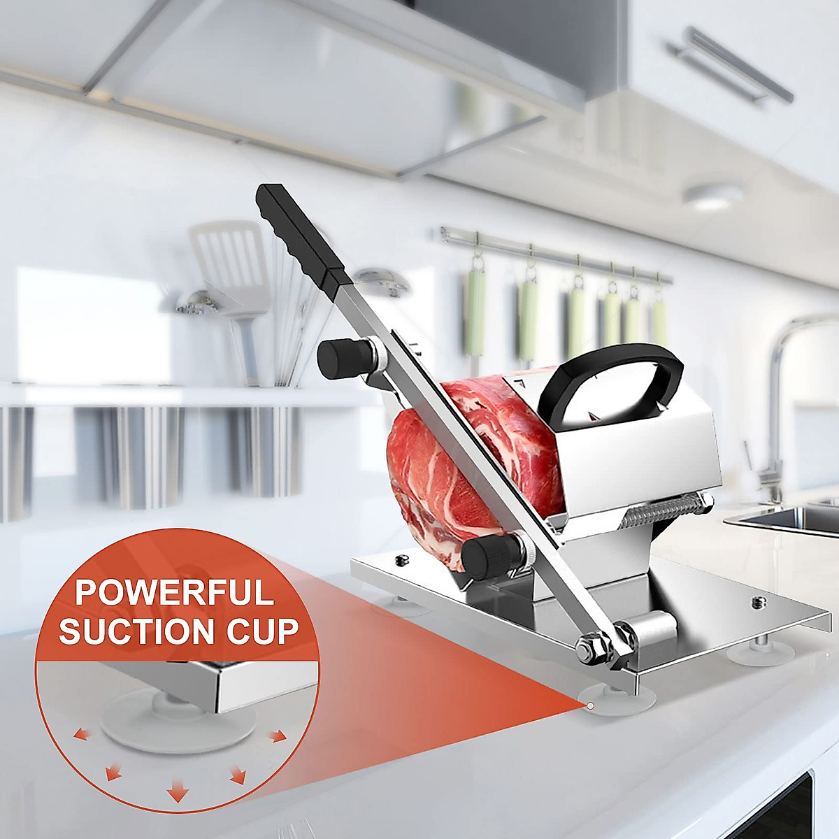 Dsyisvia Manual Frozen Meat Slicer，Stainless Steel Meat Cutter Machine，Food Slicer for Home Cooking of Hot Pot