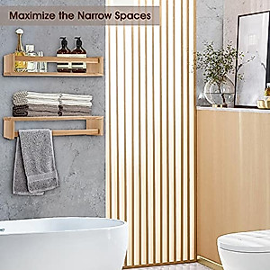 weiff Floating Shelves Set of 2, Wall Mount Bookshelves Rubber Wood Wall Decor Shelf for Kids Room, Bedroom/Bathroom/Living Room/Kitchen Storage & Decoration