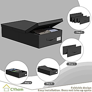 Under Bed Storage Bins With Lids - 2Pack Underbed Storage Containers Foldable Stackable Storage Box Sturdy Clothes Storage Organizer (Small-23.6"*16.5"*6", Black)