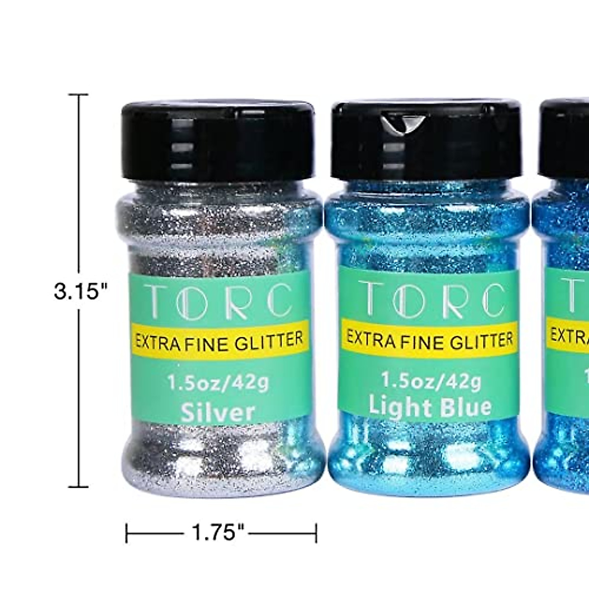 TORC 6 oz Blue Silver Fine Glitter Set for Resin Crafts Tumblers Slime Cosmetic Nail Art Makeup