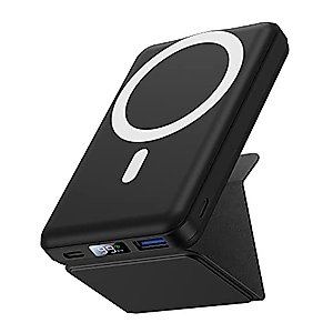 Yiisonger Magnetic Wireless Portable Charger, Foldable 10000mAh Battery Pack with USB-C Cable LED Display, Magnetic Power Bank 22.5W PD Fast Charging for iPhone 14/13/12/Pro/Mini/Pro Max（Black）