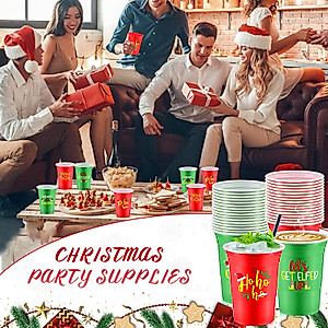 Jinei 100 Pcs Disposable Christmas Cups 16 oz Christmas Plastic Party Cups Coffee Hot Cocoa and Hot Cold Drinks for Party Favors, Red Green