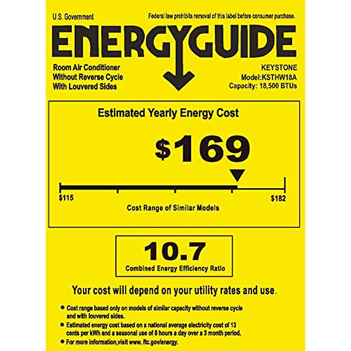 Keystone 18,000 230V Window Air Conditioner, 16,000 BTU Supplemental Heating, Sleep Mode, Remote Control, 24H Timer, AC for Rooms up to 1000 Sq. Ft., KSTHW18A, 18000, White